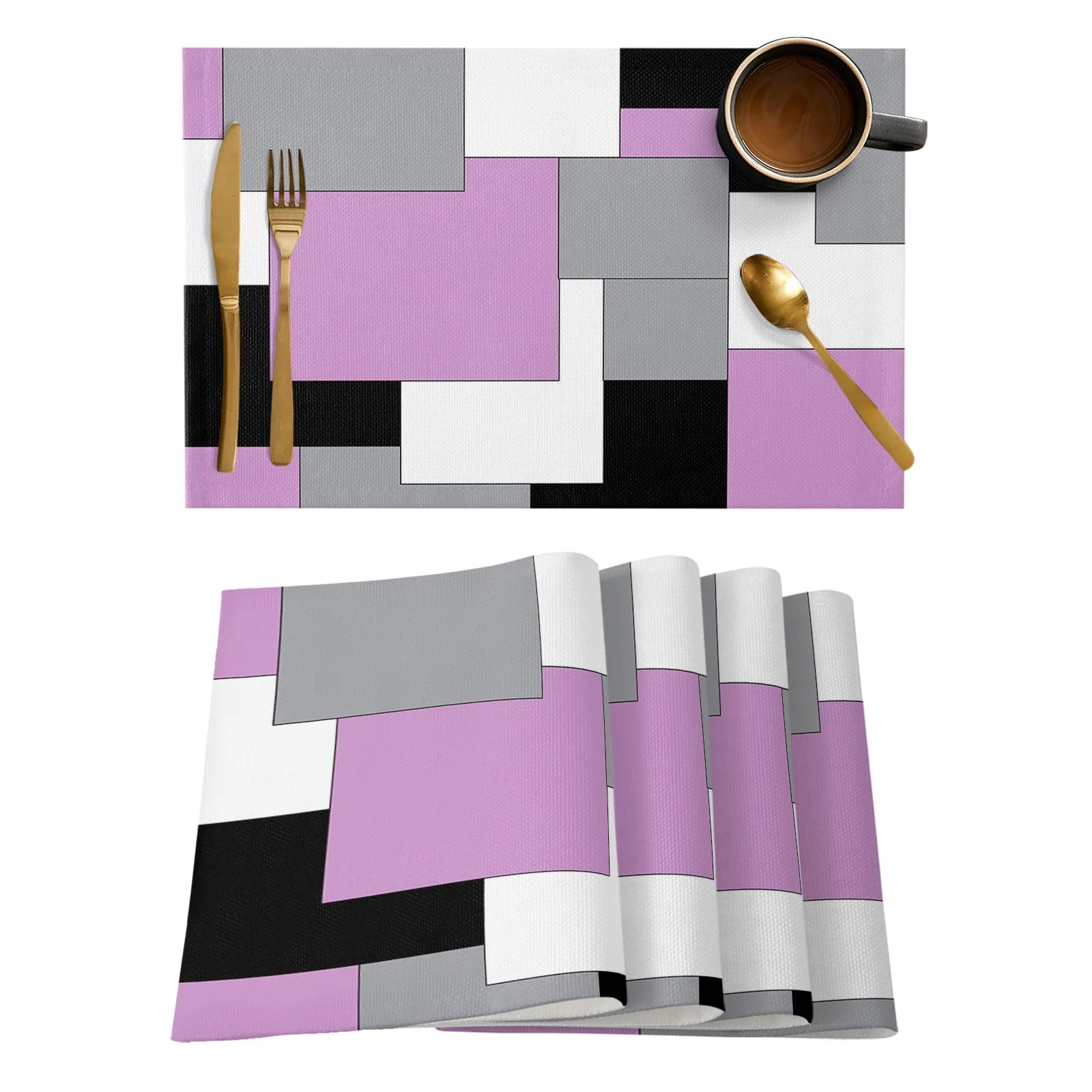 Mosaic Color Abstract Placemat for Dining Table Tableware Mats Kitchen ...