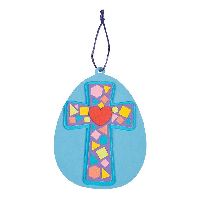 Mosaic Cross Easter Egg Ornament Craft Kit- Craft Kits - 12 Pieces ...