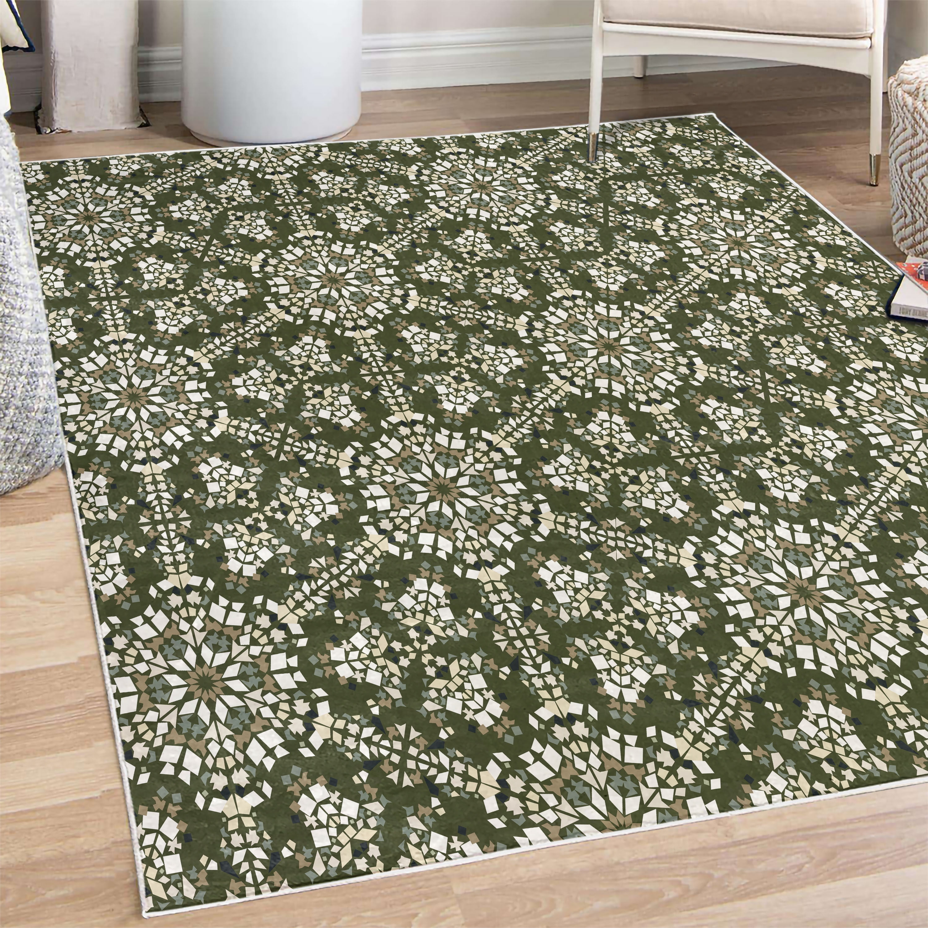 Mosaic Decorative Rug, Antique Roman Time Inspired Rock Design with ...