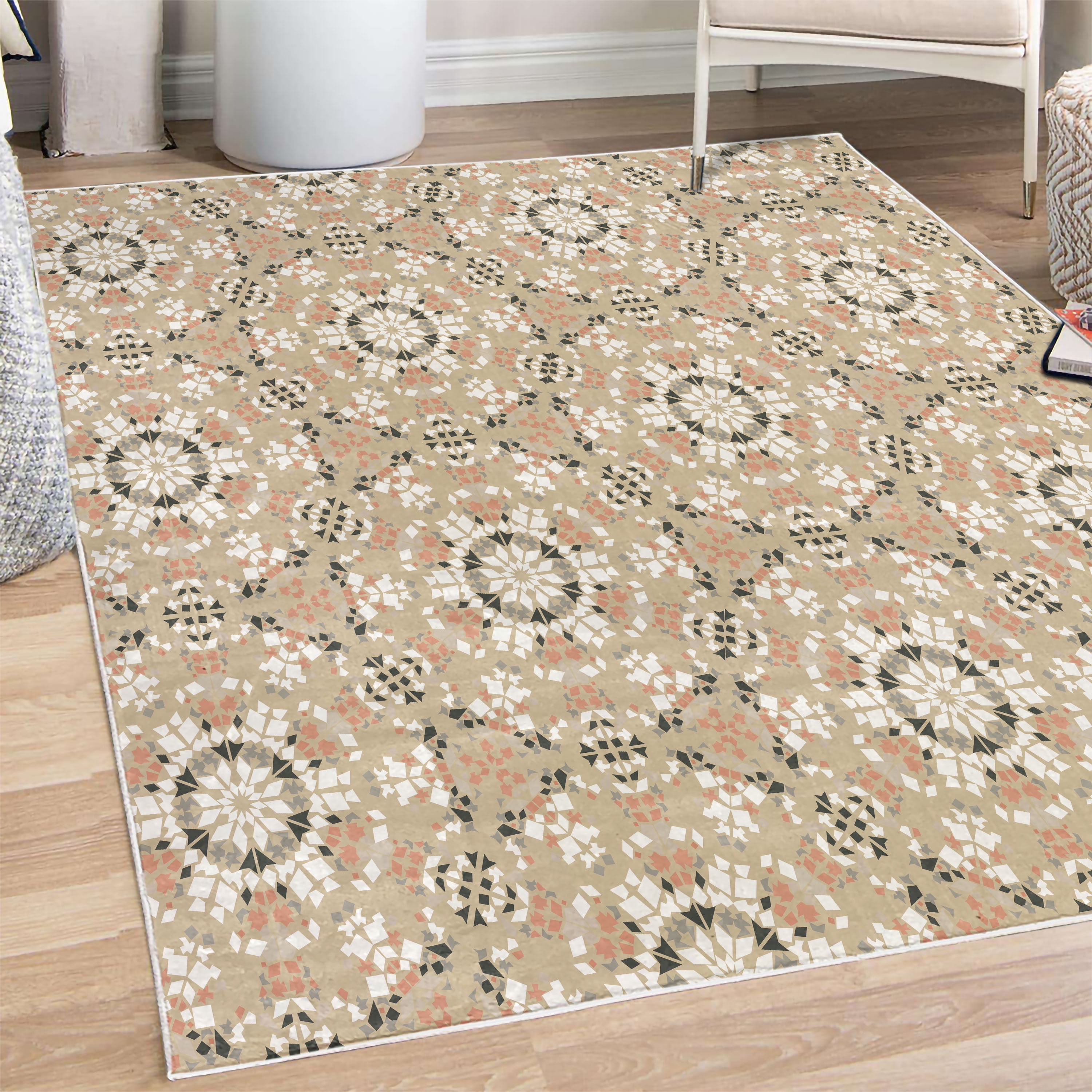 Mosaic Decorative Rug, Antique Roman Time Inspired Rock Design with ...