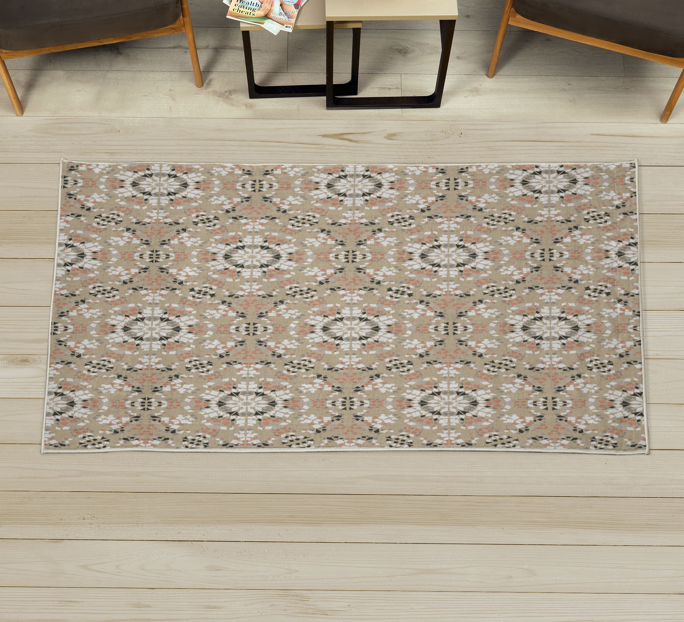 Mosaic Decorative Rug, Antique Roman Time Inspired Rock Design with ...