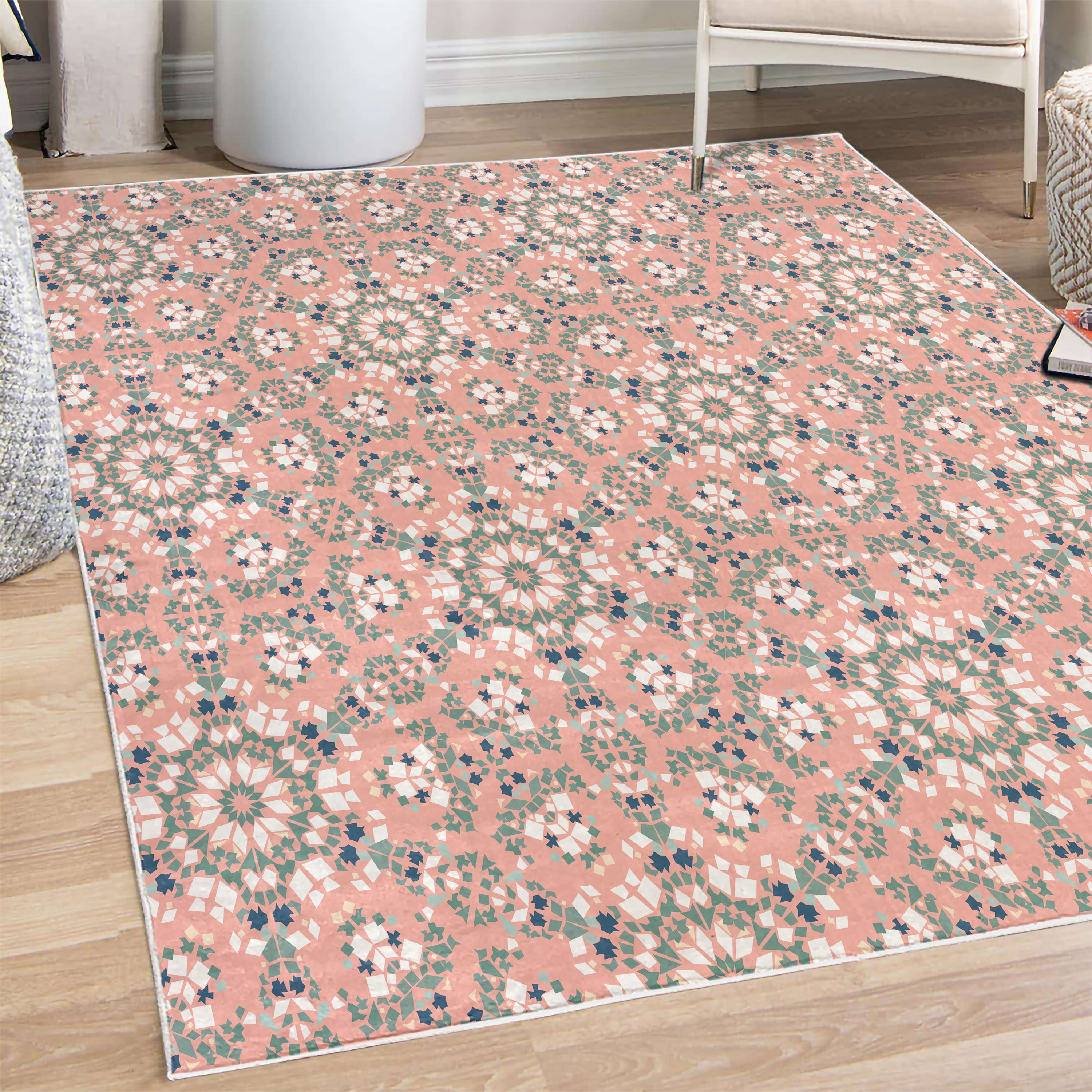 Mosaic Decorative Rug, Antique Roman Time Inspired Rock Design with ...