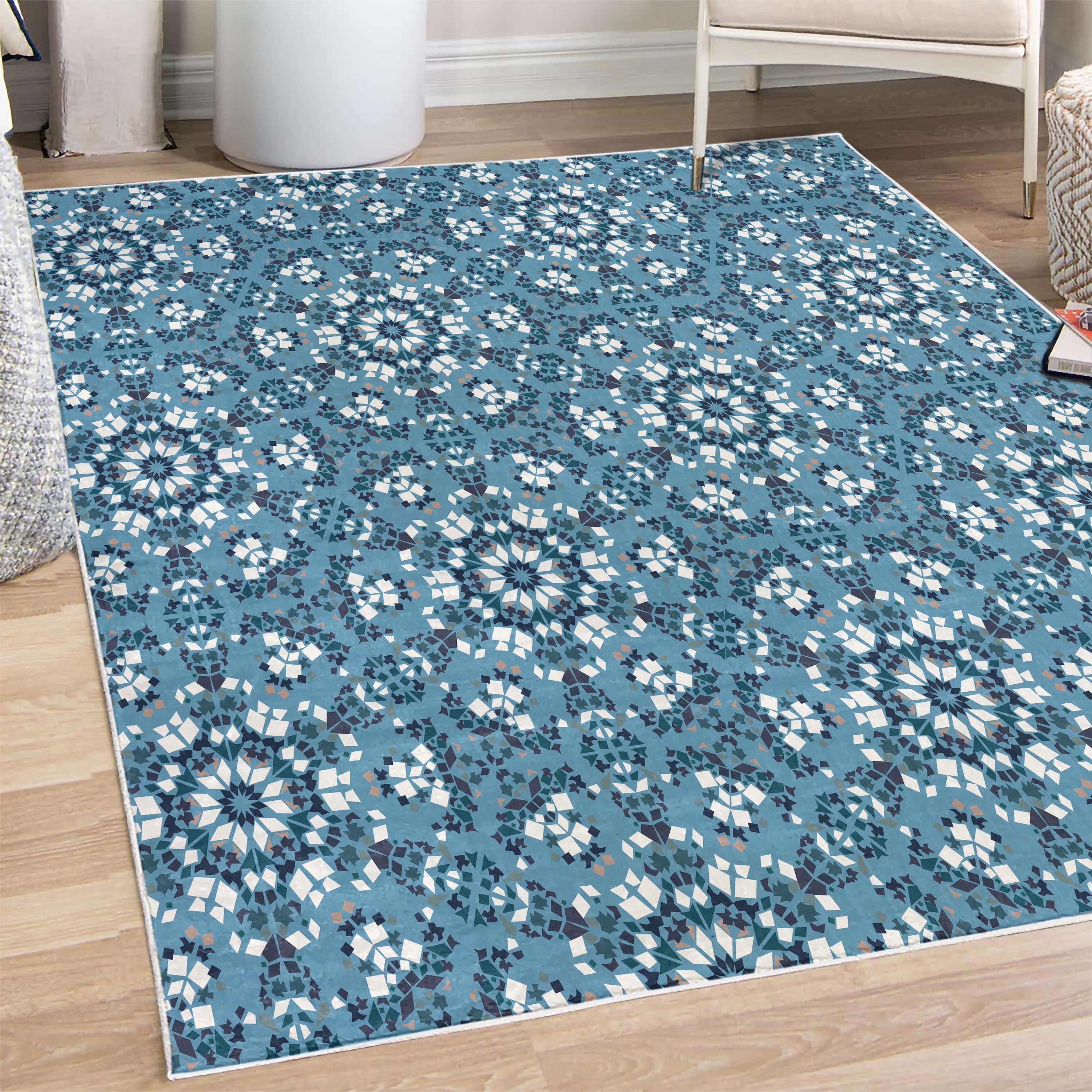 Mosaic Decorative Rug, Antique Roman Time Inspired Rock Design with ...