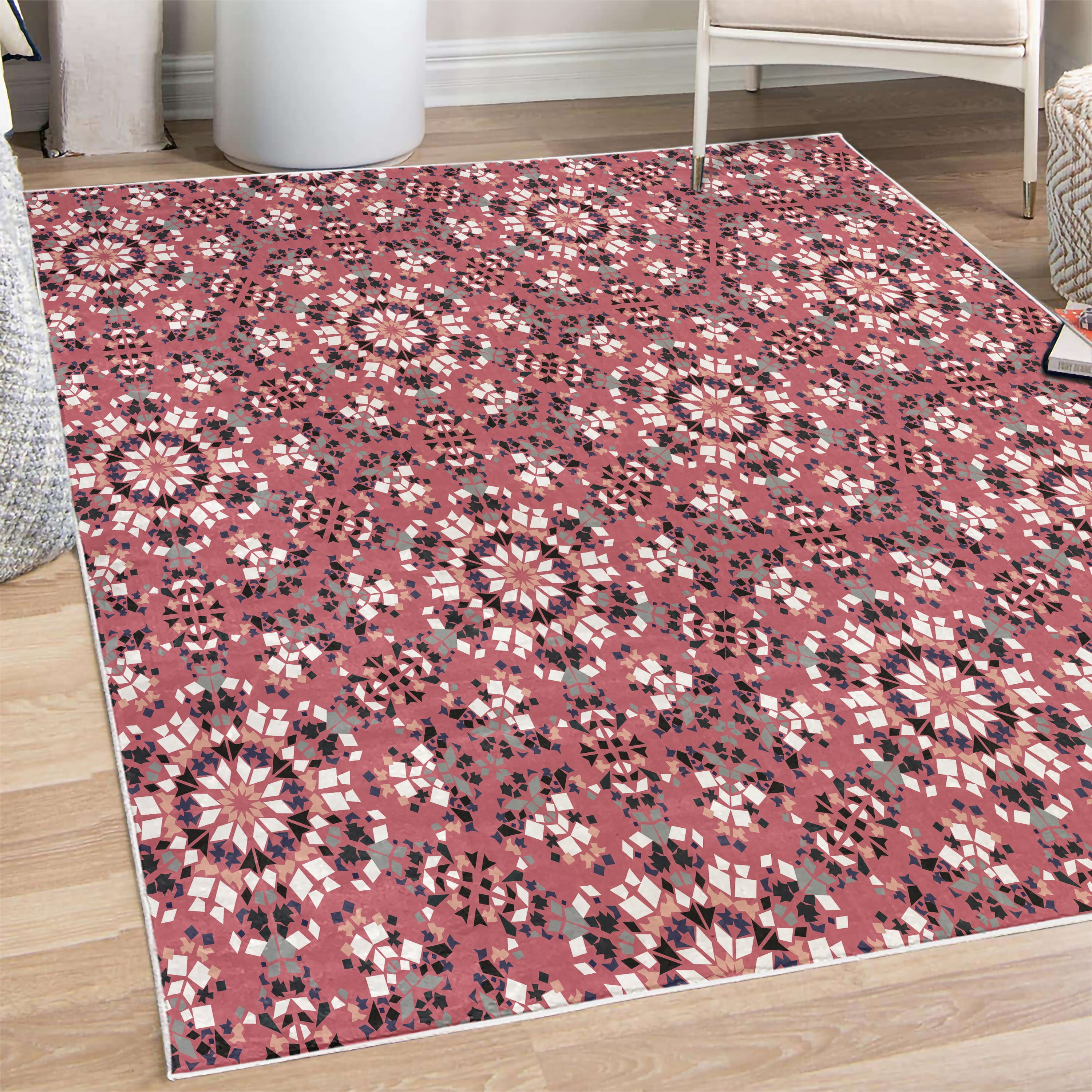 Mosaic Decorative Rug, Antique Roman Time Inspired Rock Design with ...