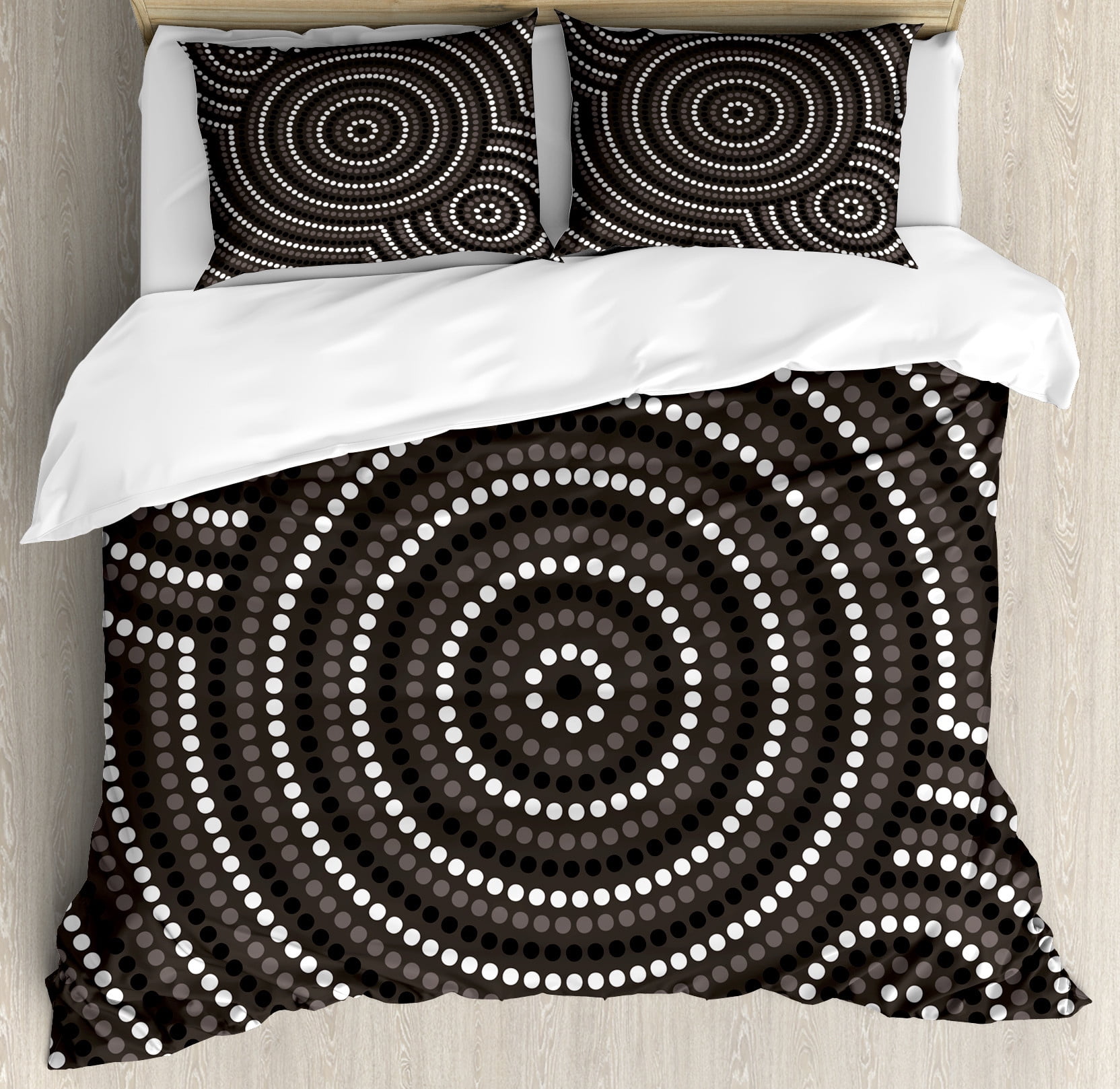 Mosaic Duvet Cover Set, Moroccan Folk Pattern Aboriginal Dot Pointing ...