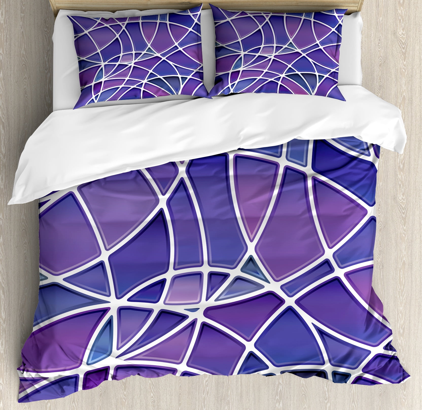 Mosaic Duvet Cover Set, Stained Glass Inspired Geometric Modern Design ...