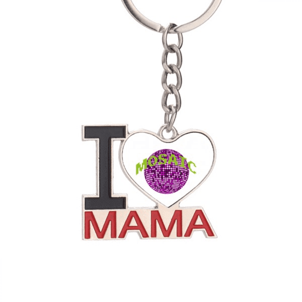 Mosaic Earth Surrounds Densely Keychain Metal Keyring Holder Love MAMA ...