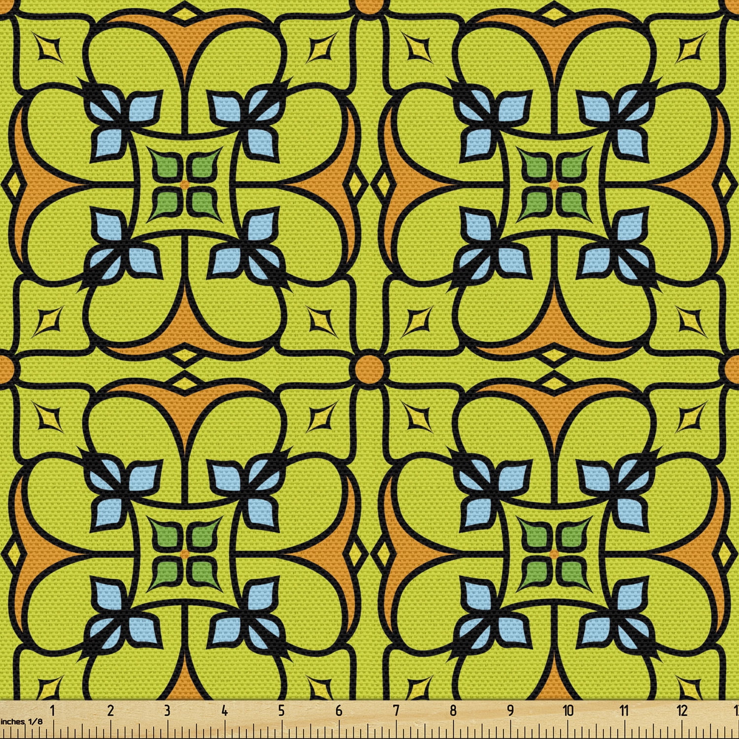 Mosaic Fabric by the Yard, Portuguese Azulejo Ceramic Style Traditional ...