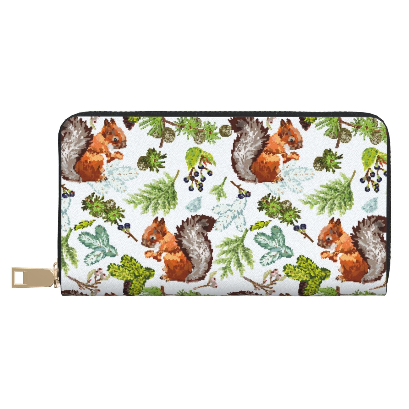 Mosaic Forest Squirrel Wallet Women, Leather Bifold Multi Card Wallet ...