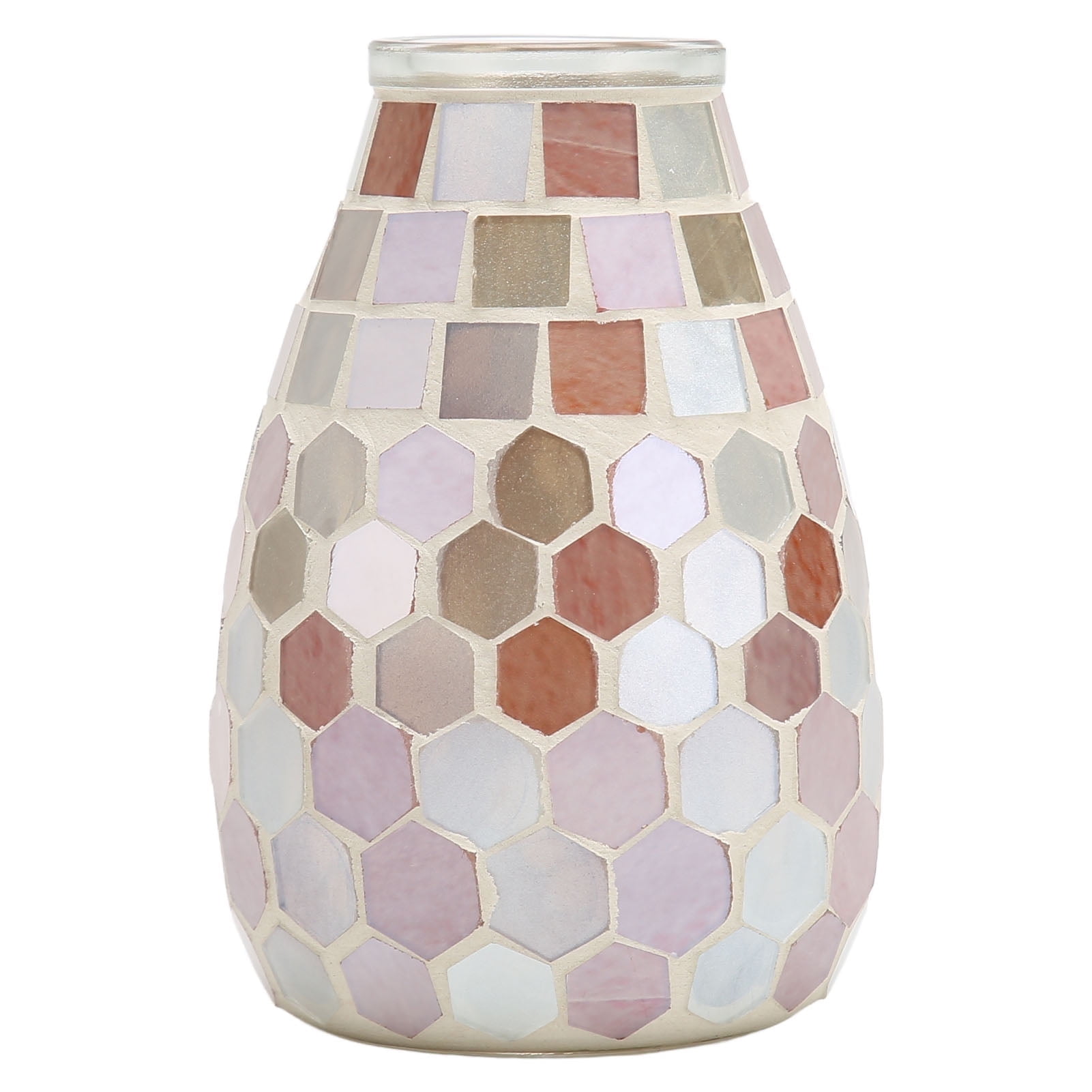 Mosaic Glass Vase, Flower Pot Decorative Candle Holder, Large Size ...