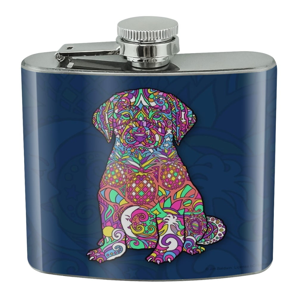 Mosaic Lab Labrador Puppy Dog Stainless Steel 5oz Hip Drink Kidney ...
