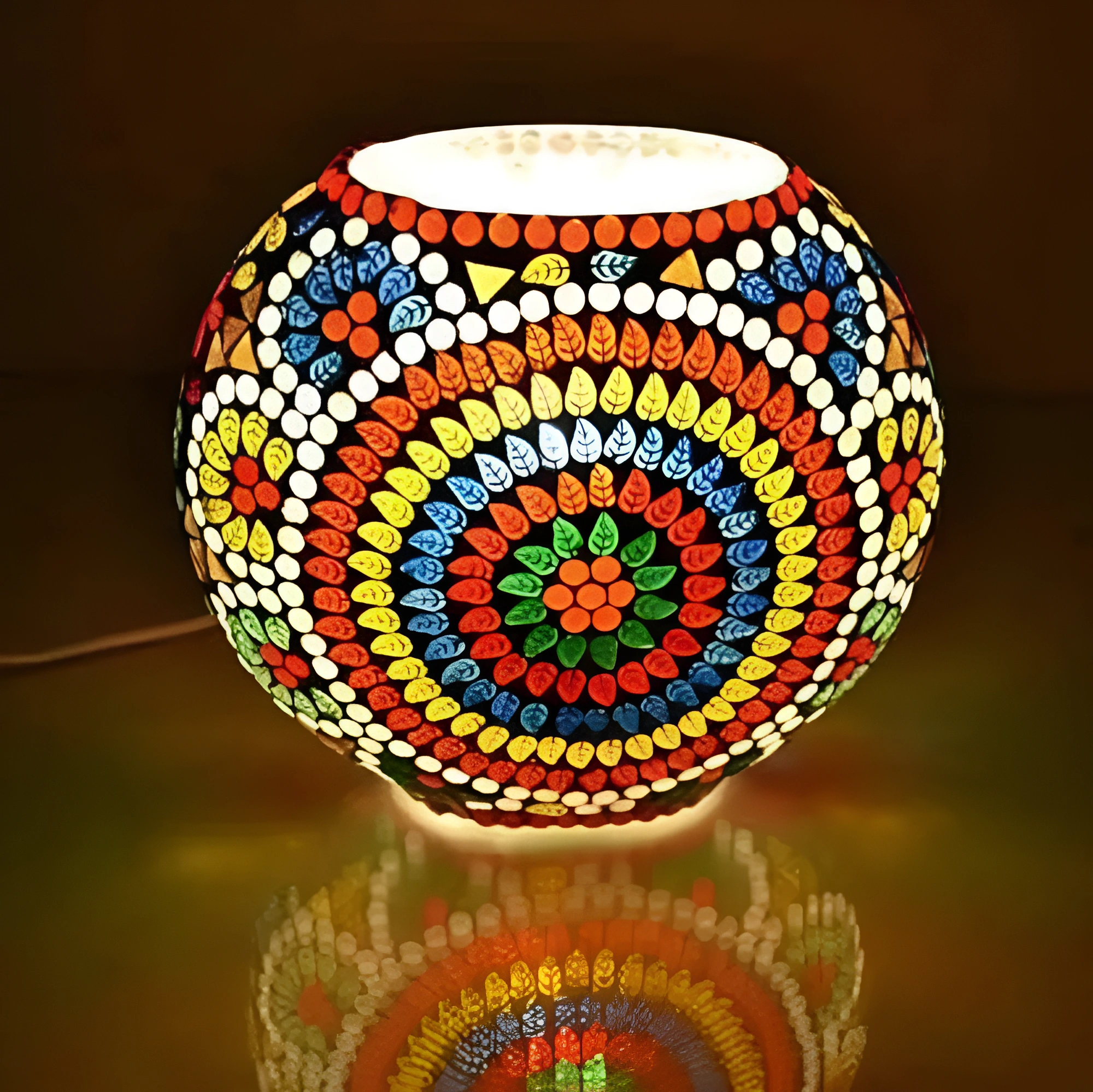 CLASSICO Handcrafted Multicolor Turkish Mosaic Globe Table Lamp ...