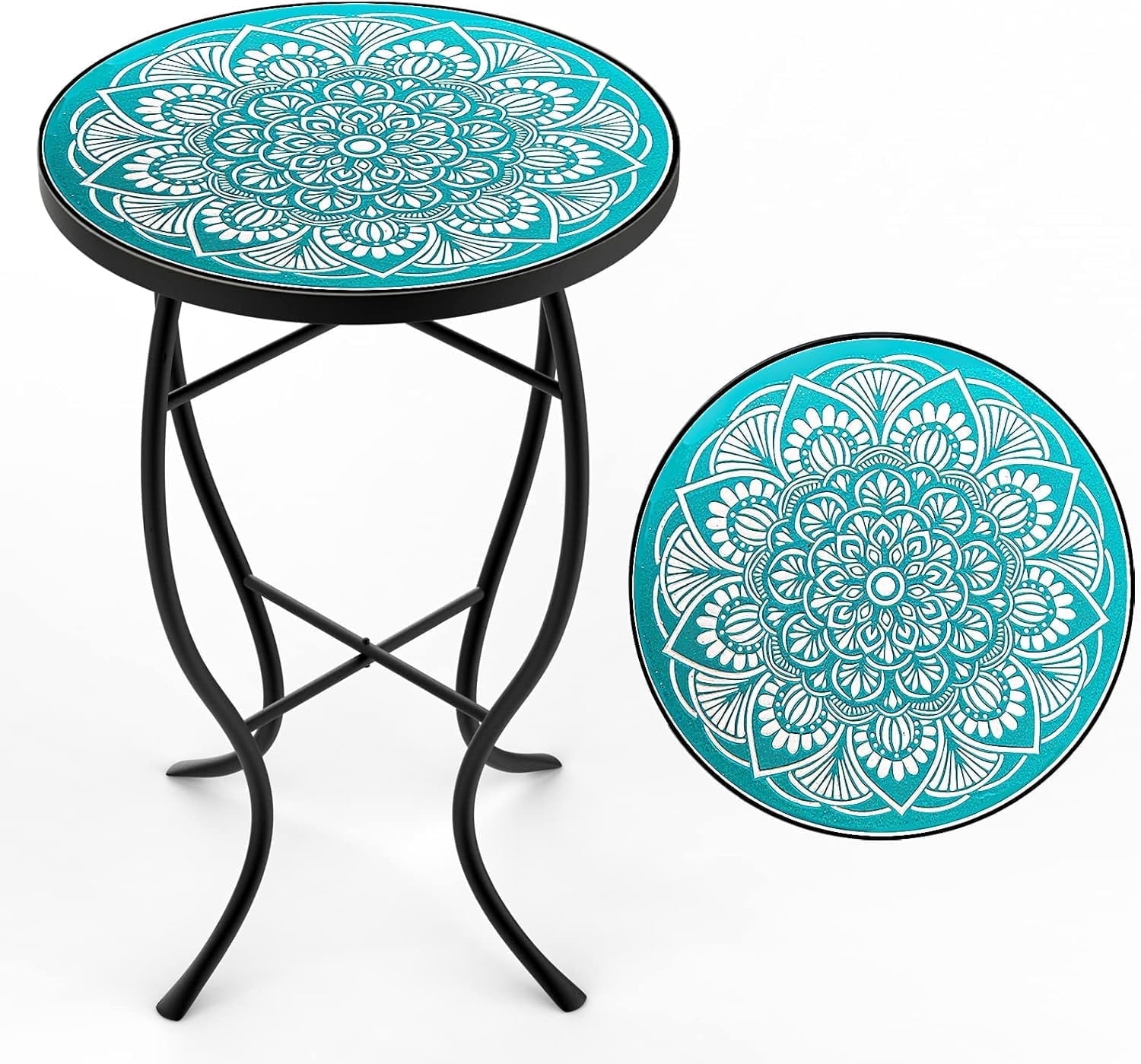 Mosaic Outdoor Side Table, Patio Side Table, Weather Resistant 14 ...