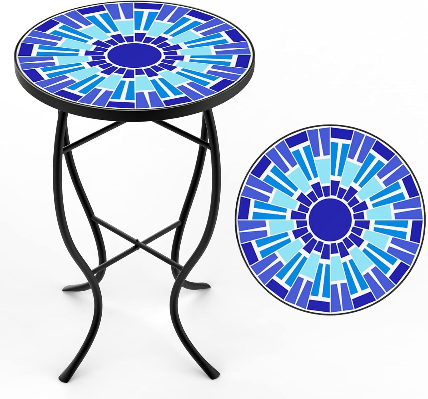 Mosaic Outdoor Side Table, Patio Side Table, Weather Resistant 14 ...