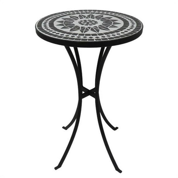 Oasis Mosaic Outdoor Side Table, Round Accent Patio Table, Red and Blue ...