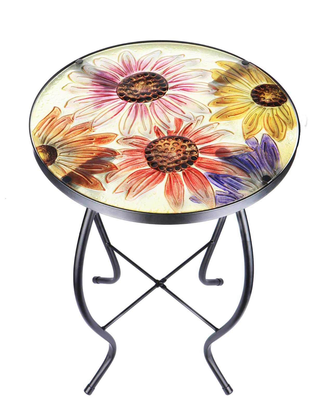 Mosaic Patio Side Table Outdoor Accent Table Bistro Coffee Table Plant ...