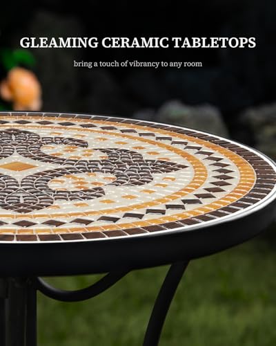 Mosaic Patio Table and Plant Stand, Outdoor Side Table for Patio with ...