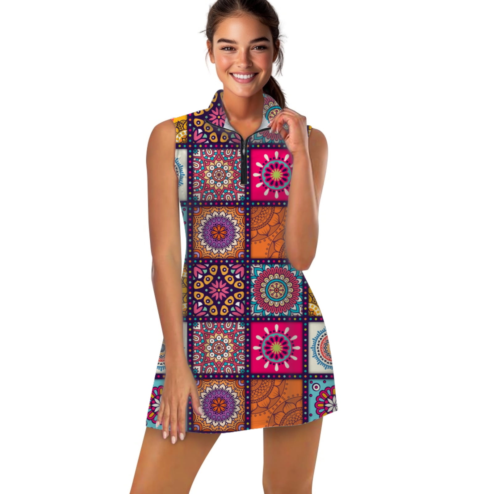 Mosaic Pattern Sports Dresses Women Tennis Dress with Separate Shorts ...