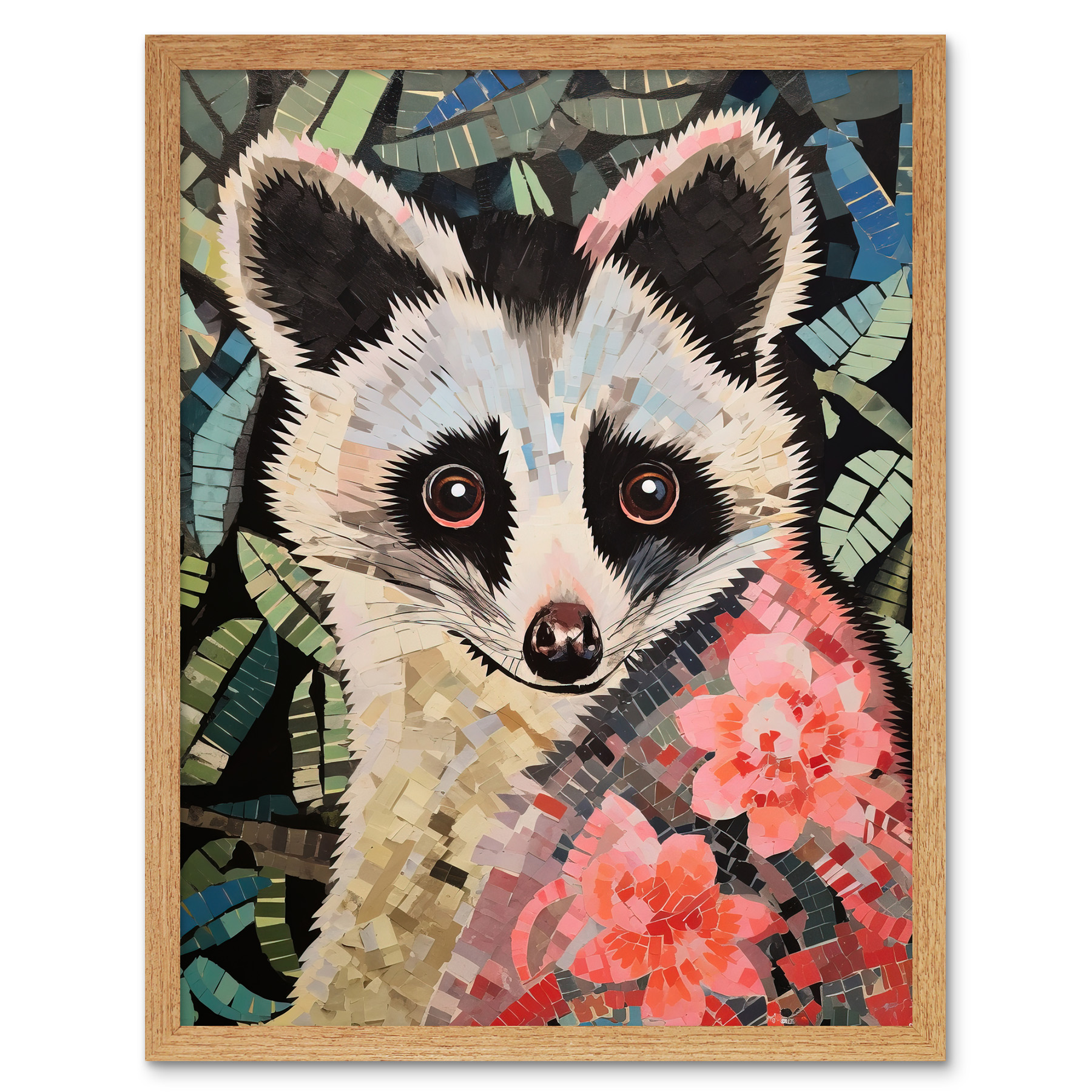 Mosaic Possum Artwork Floral Forest Fauna Coral Flowers Art Print ...