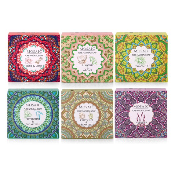 Mosaic Premium Beauty Bar Soap Set w/Organic Ingredients, 100% Natural ...