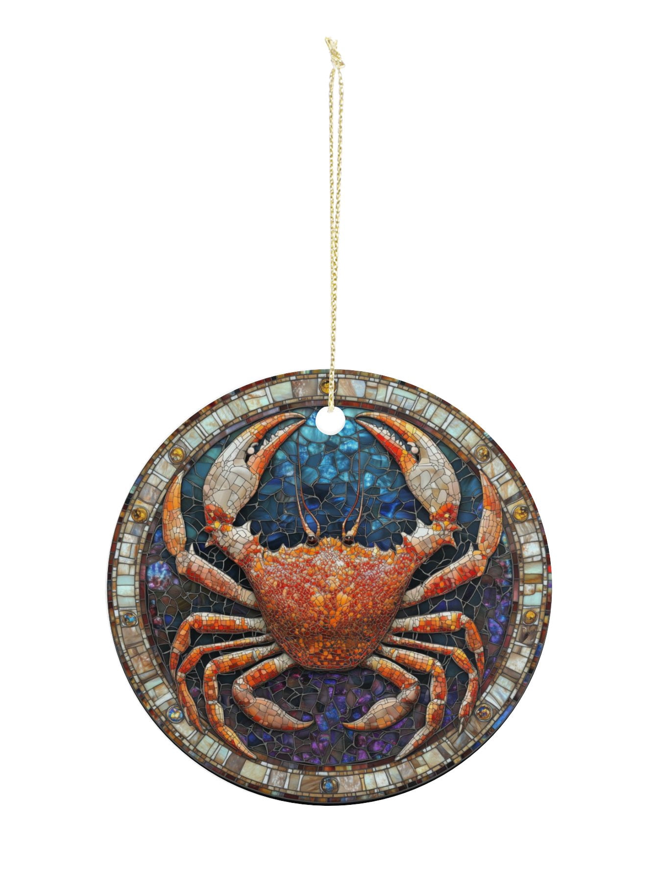 Mosaic Red Crab Christmas ornament, Christmas decoration, holiday ...