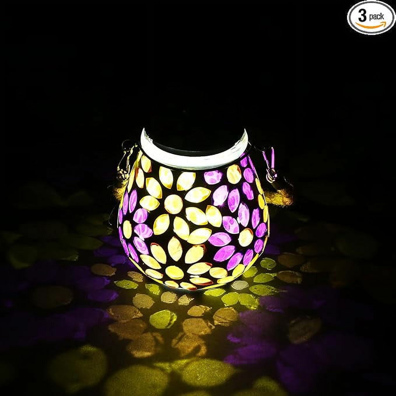 Mosaic Solar Lights Outdoor Lanterns, Decorative Mosaic Glass Solar Lamps Outdoor Waterproof ...