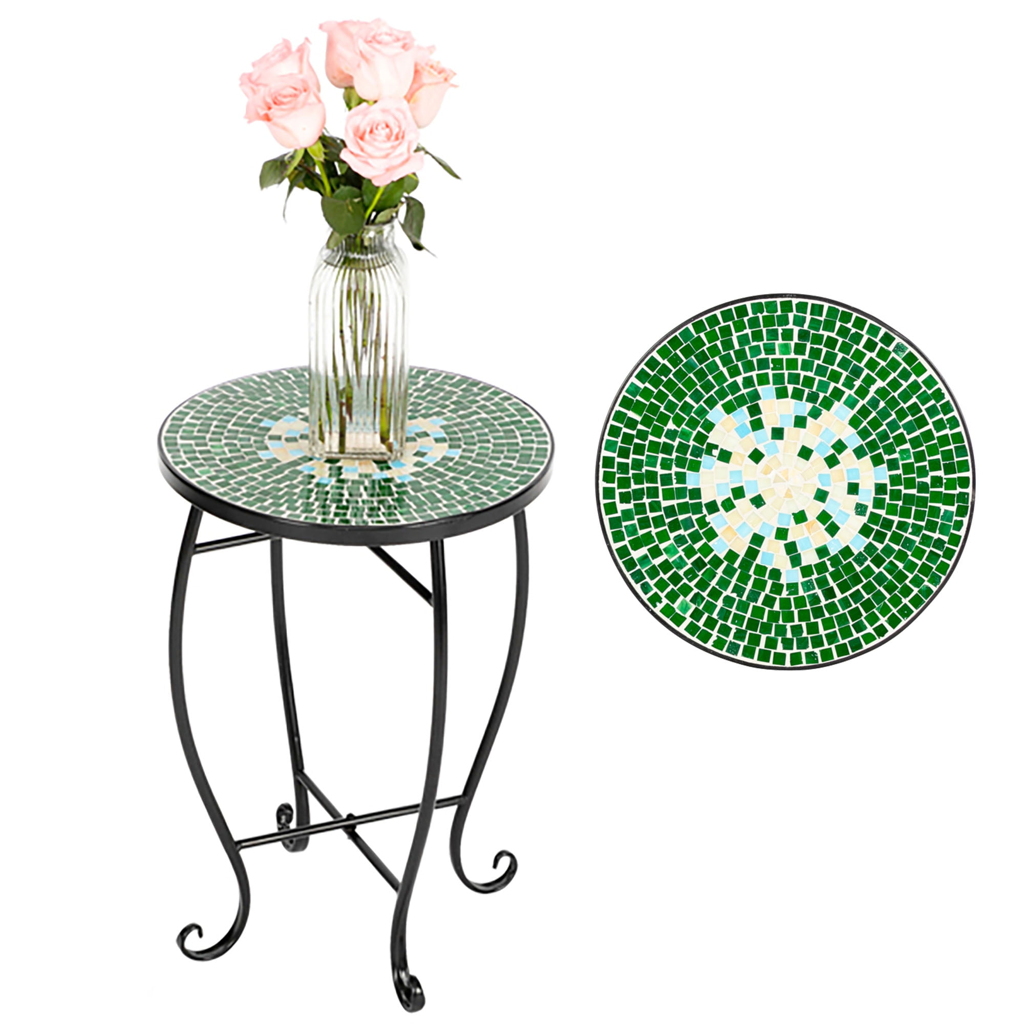 Mosaic Table,Outdoor Side Tables,14" Round Outdoor Side Table,End Table ...