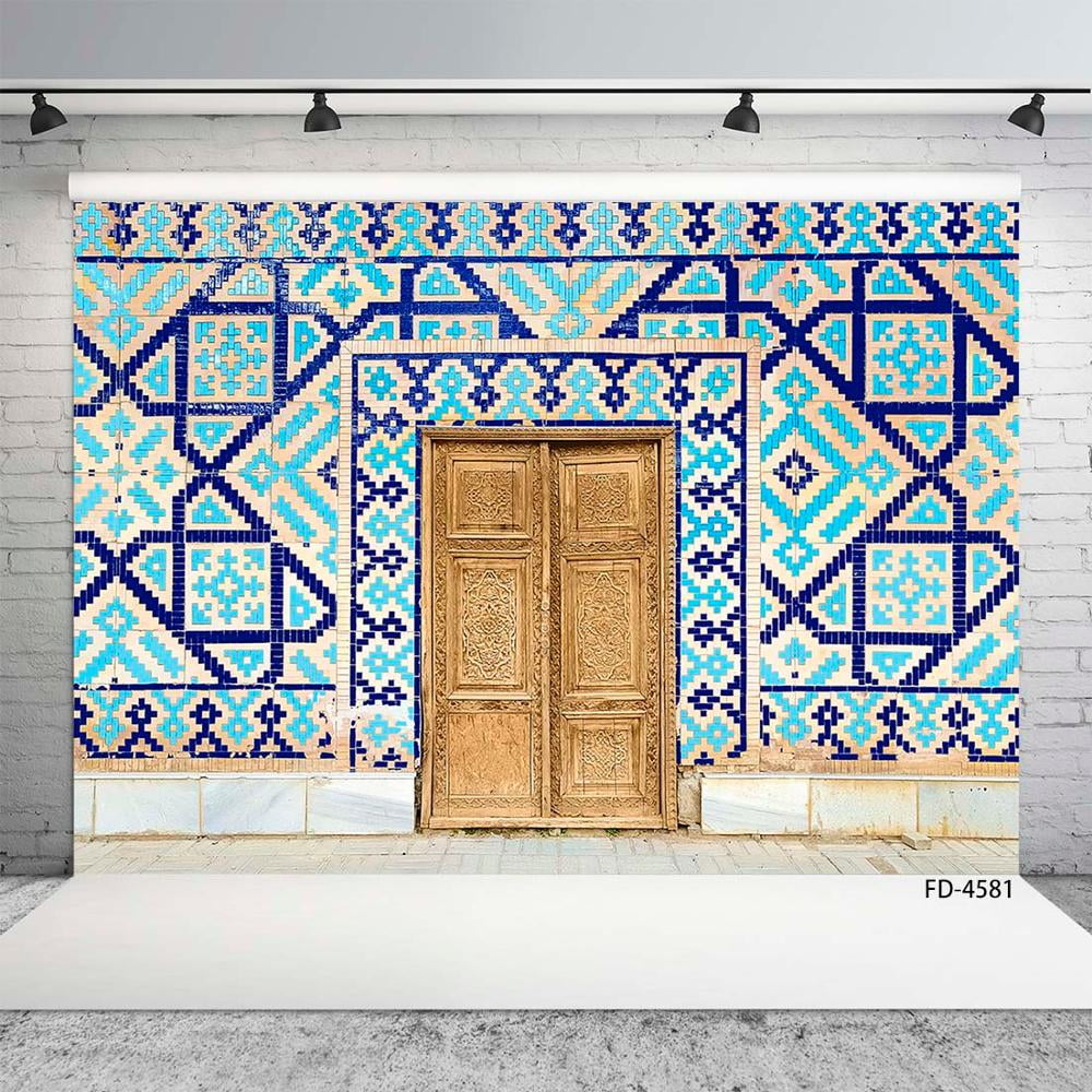 Mosaic Tile Brick Wall Vintage Door Scenery Background Children Young ...