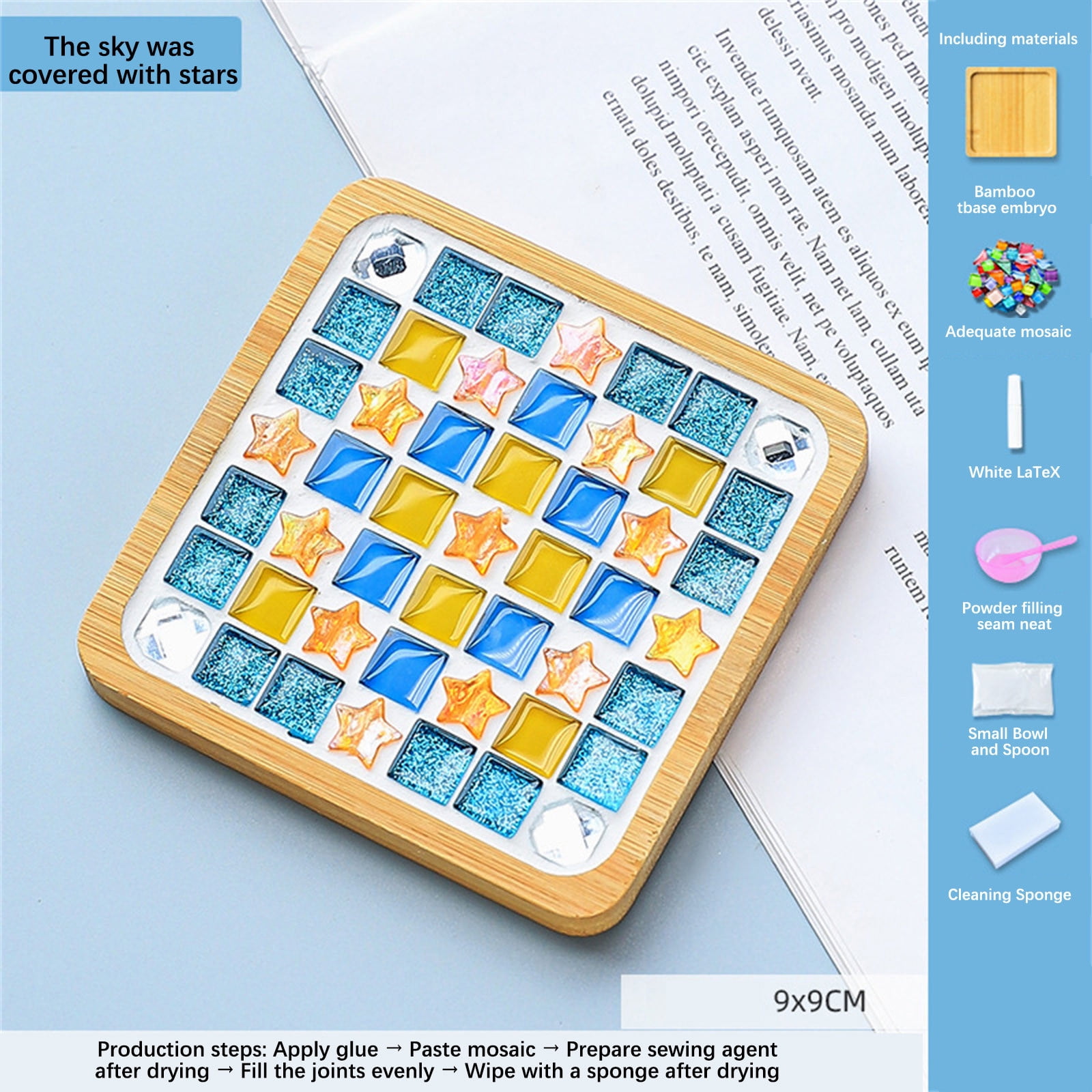 Mosaic Tile Set, Wooden Cup Mats, 6-Piece Mixed Color Pack, DIY Crafts ...