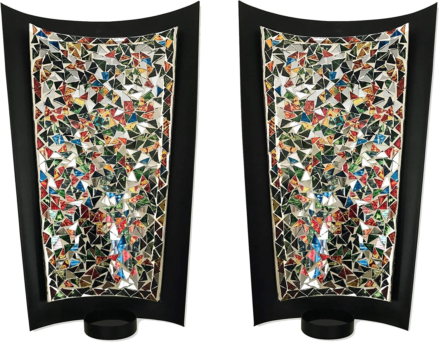 Mosaic Wall Sconce Set of 2 Tealight Candle Holders - Abstract Metal ...
