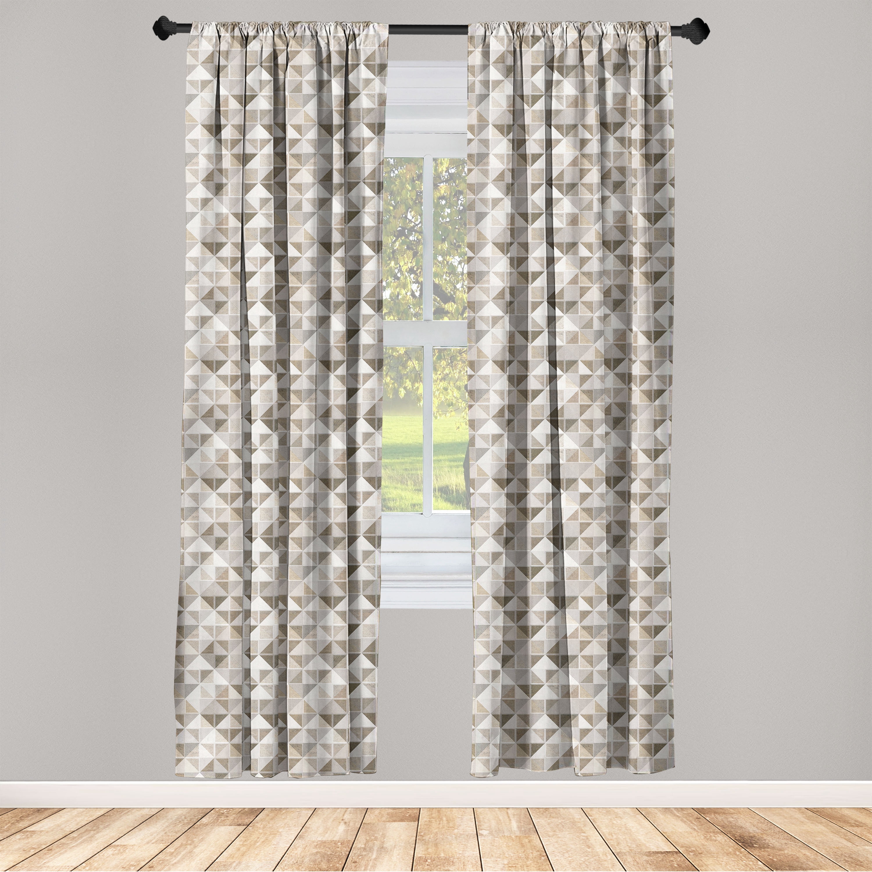 Mosaic Window Curtains, Wall Art Themed Geometric Square and Triangle ...