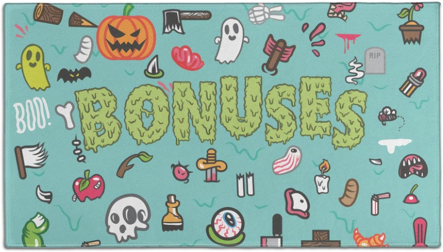 Mosaic of Halloween Elements Door Rugs Funny Ghost Kitchen Mats Outdoor ...