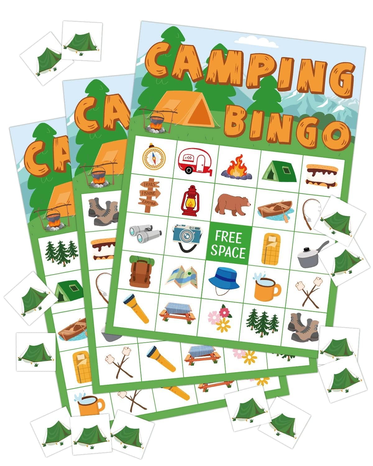 Mosailles Camping Bingo Game Outdoor Indoor Activities Hike Field Trip ...