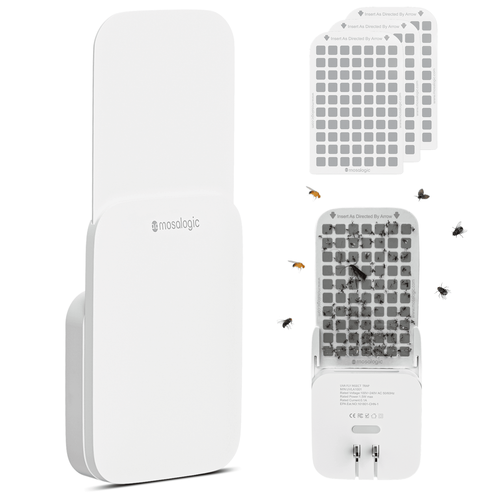 mosalogic Flying Insect Trap, Indoor Gnat Moth Catcher, Plug-in UV ...