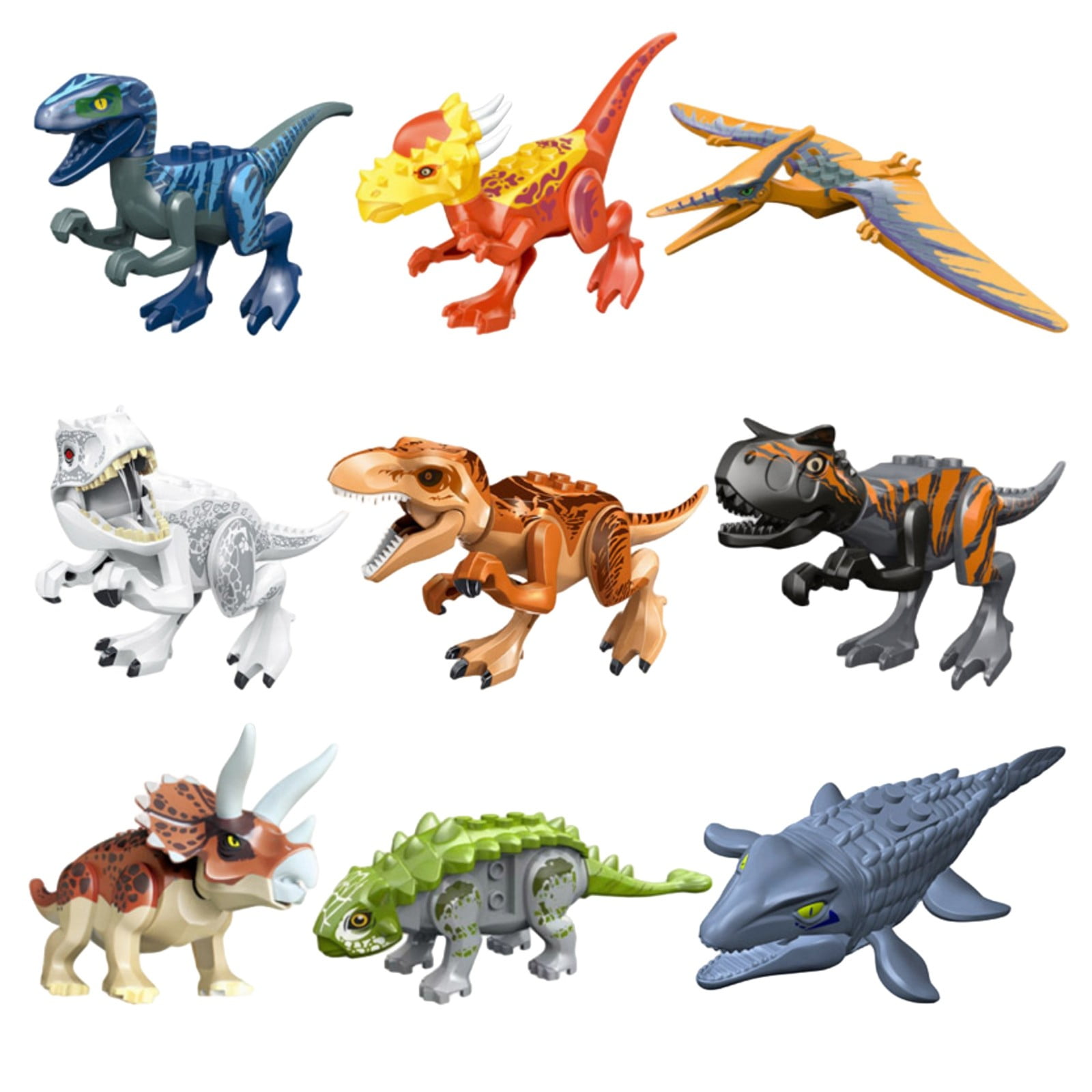 Mosasaurus Toy 9pc Large Particle Dinosaur Building Blocks Toy - Suitable for 3, 4, 5, and 6 ...