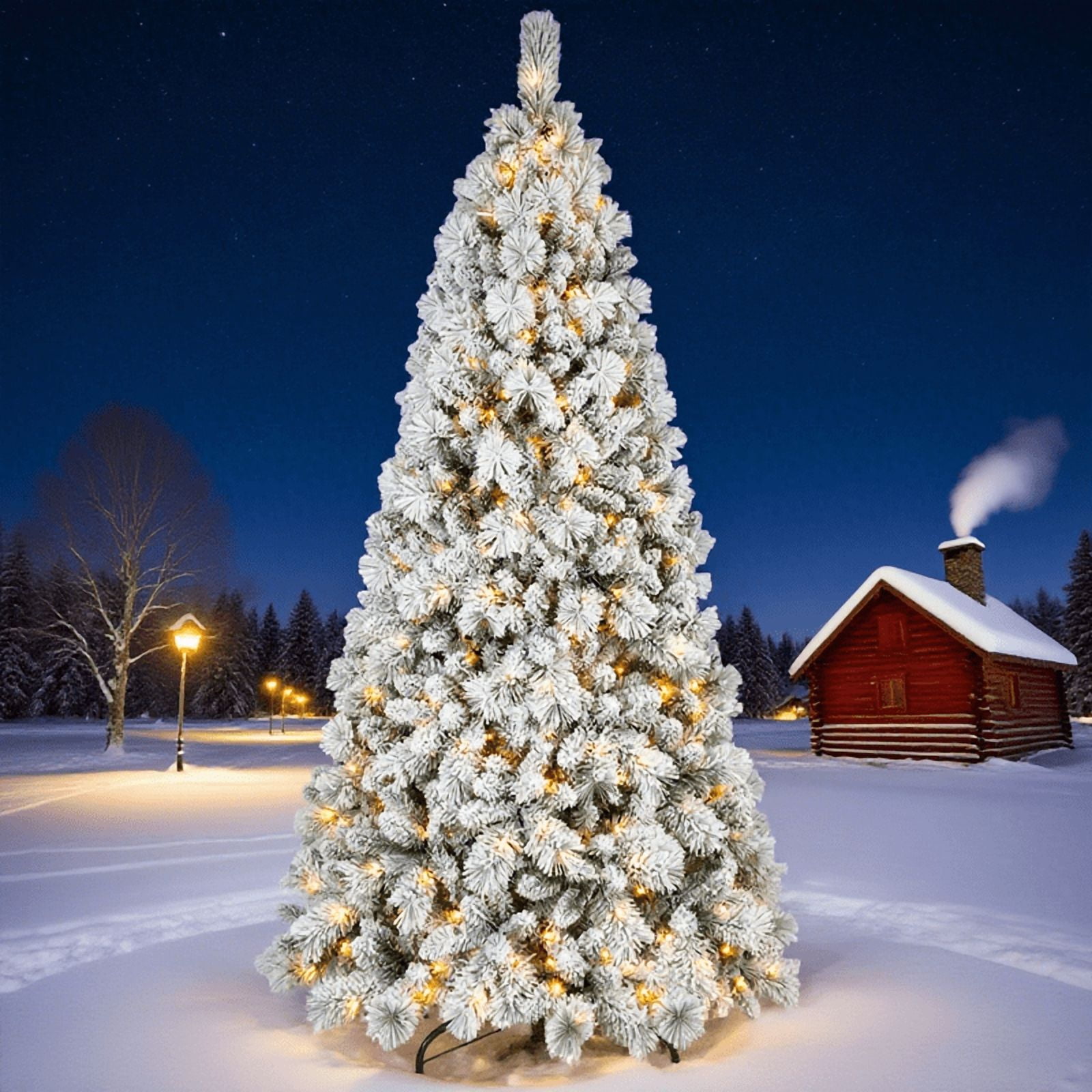 Mosawomo 9Ft Snowy Green Velvet Fur Christmas Tree PVC/Hard Needle ...