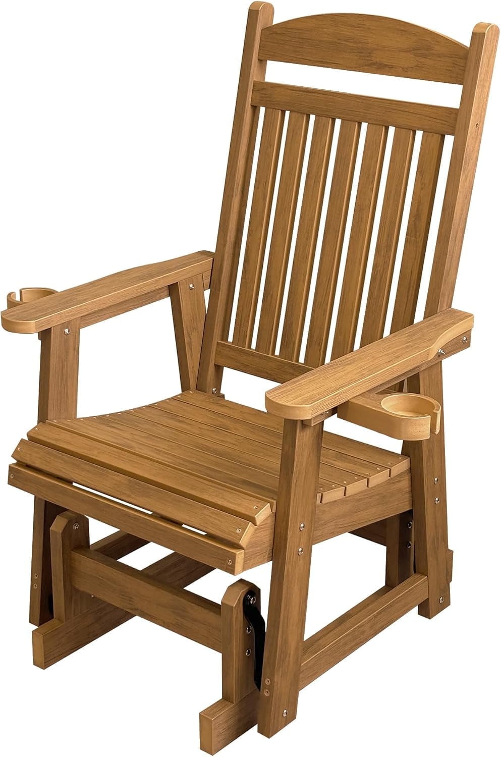 Mosbrisa Poly Lumber Patio Glider for One Person, with Cup Holders ...