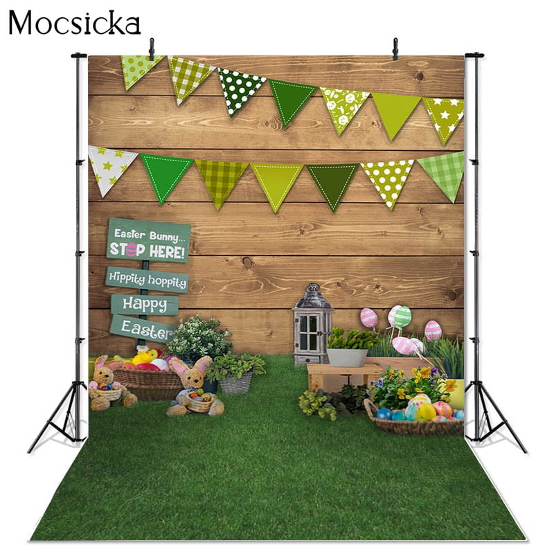 Moscicka Easter Photography Backdrops Spring Photocall Board Lawn Bunny ...
