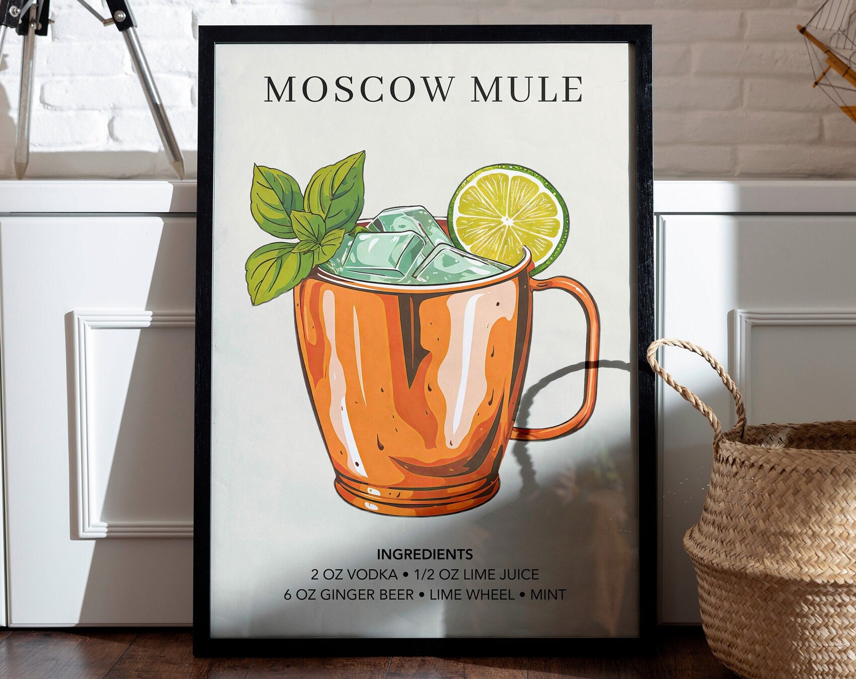 Moscow Mule Art Print | Bar Cart | Cocktail Art Decor Poster | Mixology ...