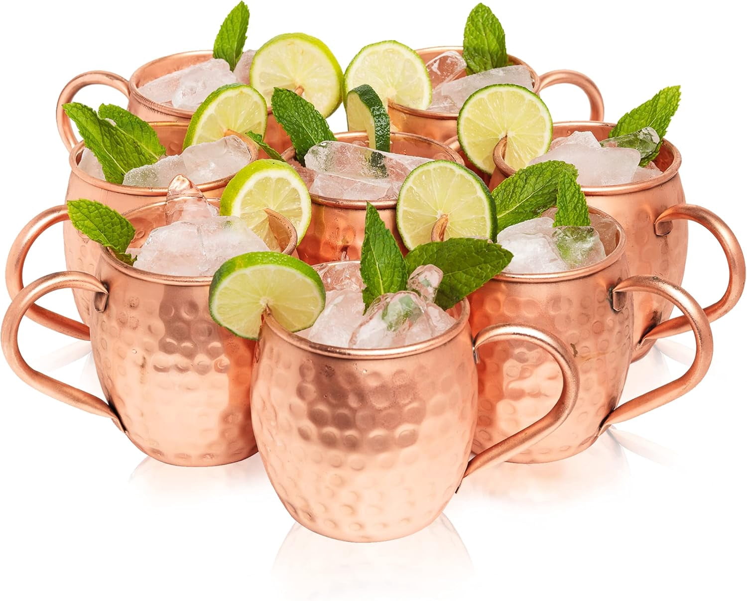 Moscow Mule Copper Mugs Set of 8 (16oz) | Grade Pure Copper Cups ...