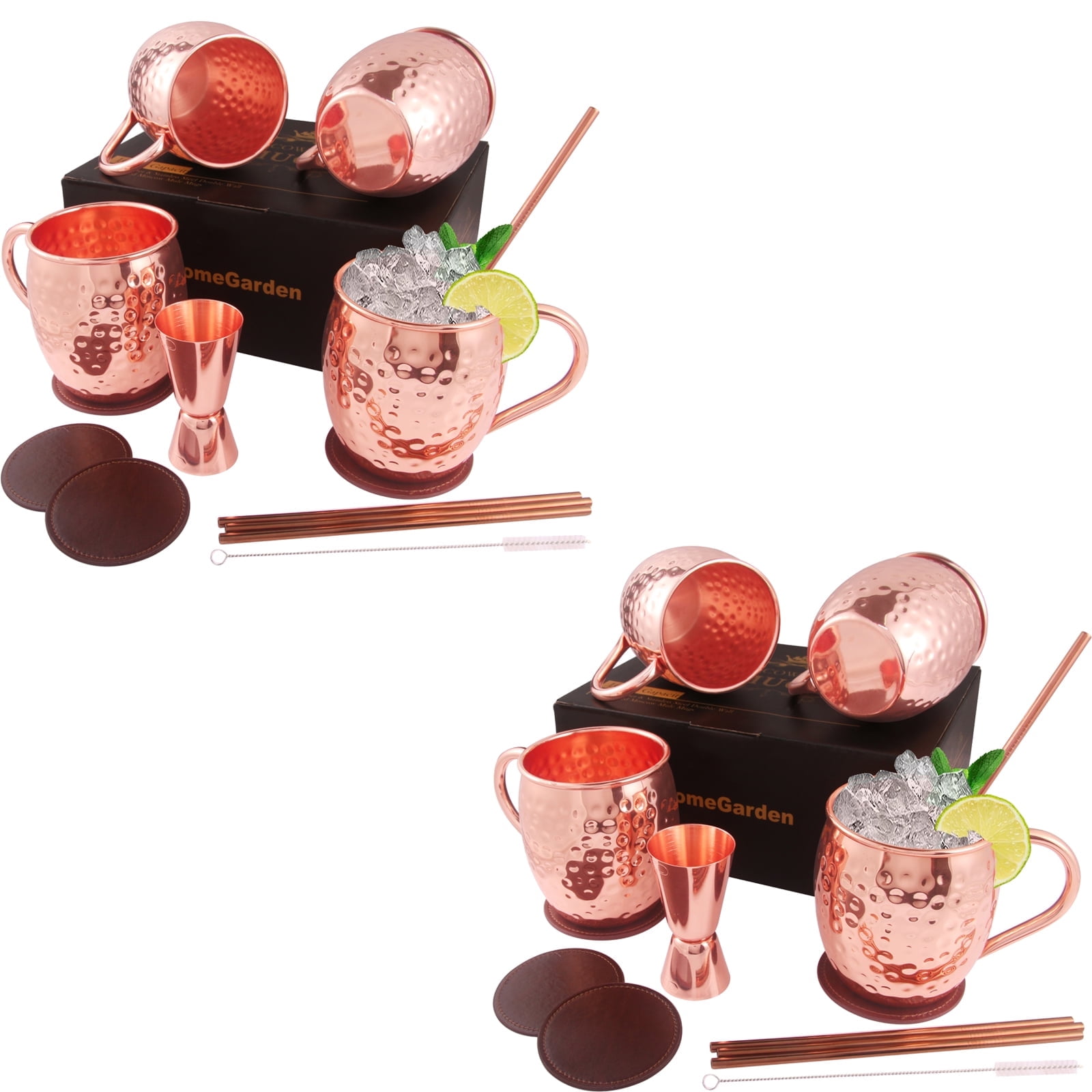 Moscow Mule Pure Copper Drinking Mugs - Set of 4, 100% Handcrafted ...