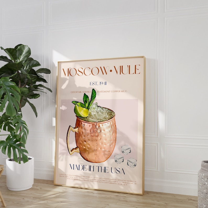 Moscow Mule Poster Printable Digital Download Cocktail Art Bar Cart ...