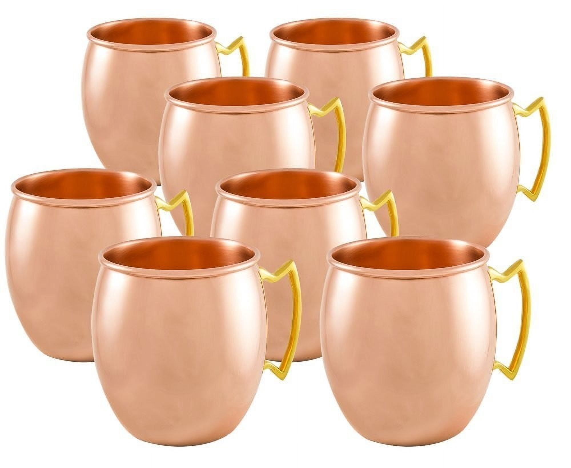 Moscow Mule Pure Solid Copper Handled Drinking Cups 16 oz Mugs - Set of ...
