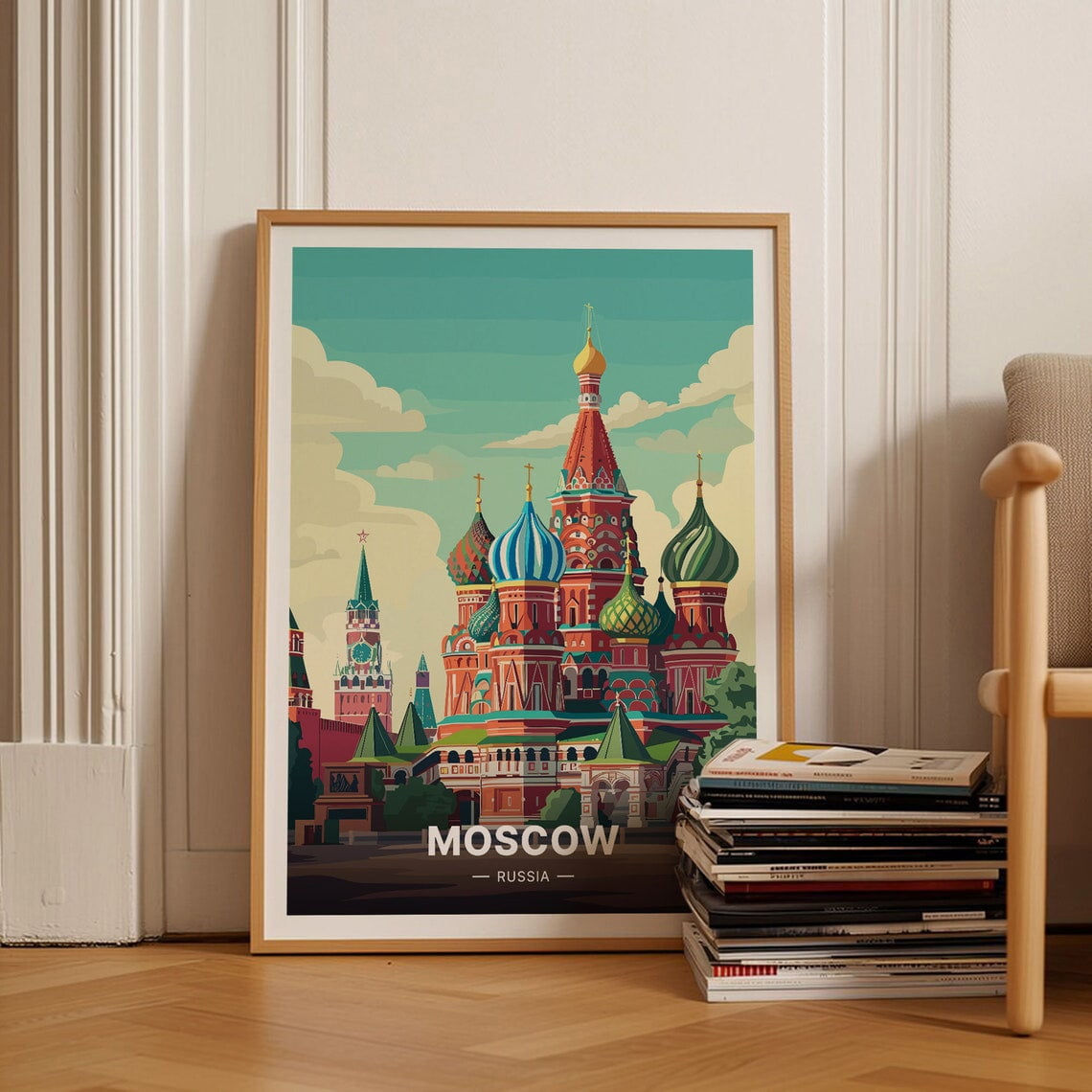 Moscow Skyline Poster, Russia Travel Art, Red Square Home Decor, Saint Basil Wall Art, Unique ...