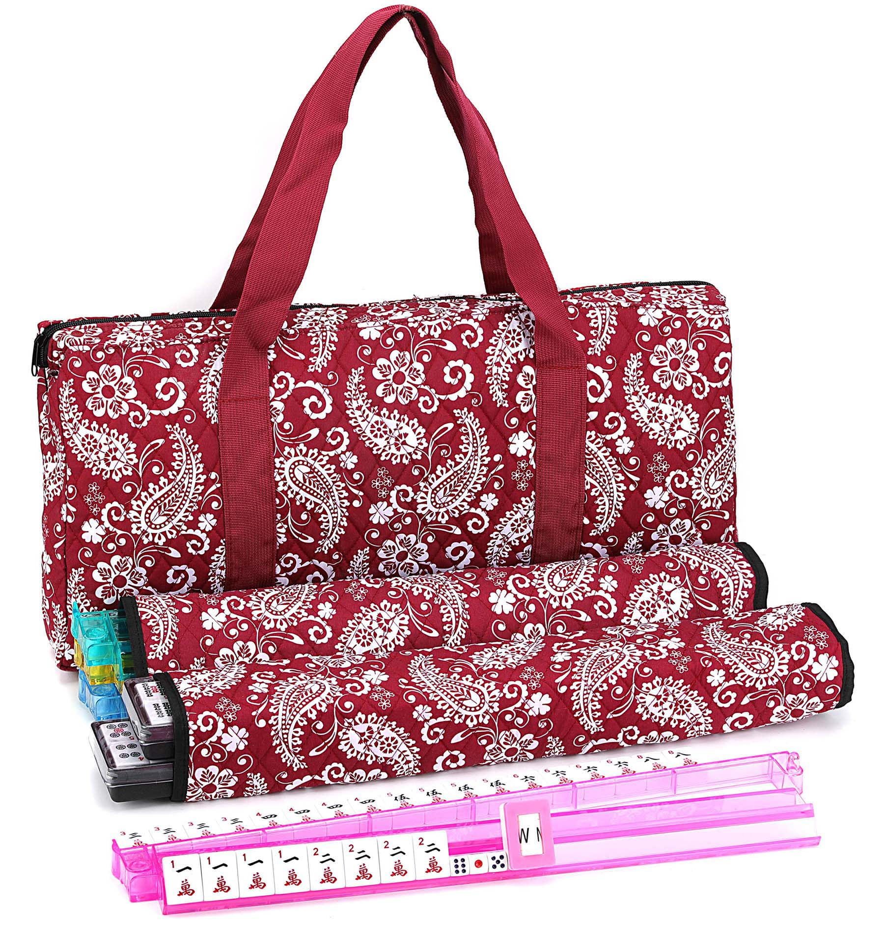 Free Shipping! American Mahjong Game Set, Red Paisley Carrying Bag,166 ...