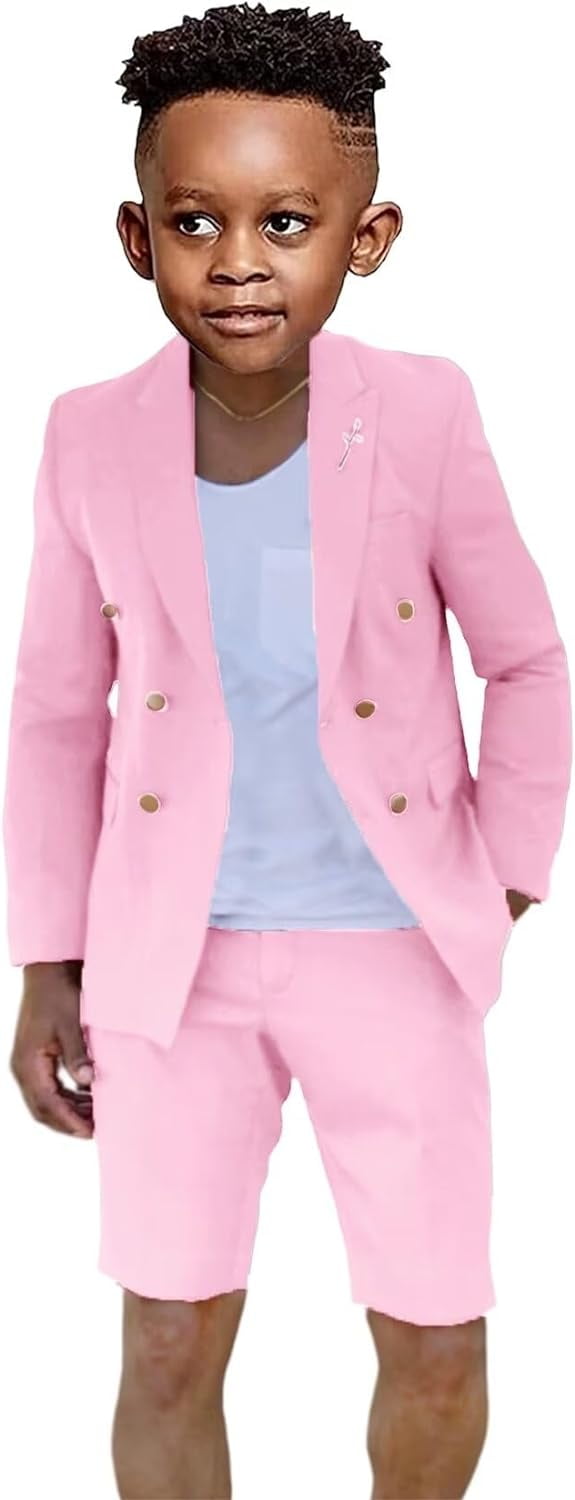Mosedou Boys 2 Piece Shorts Suit Slim Fit Double Breasted Formal Jacket ...