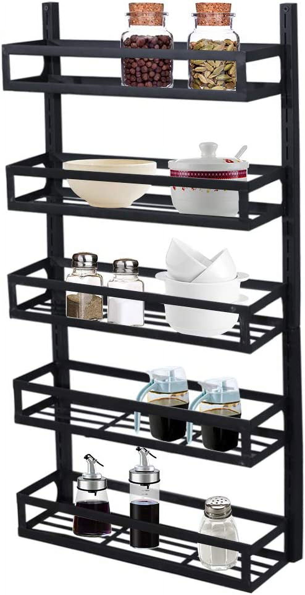 Moselota Wall Mount Spice Rack Organizer 5 Tier Height-Adjustable ...