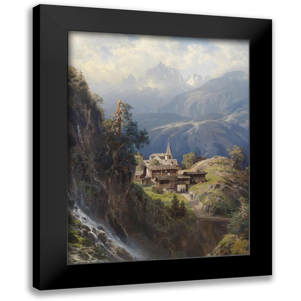 Mosengel, Adolf 19x24 Black Modern Framed Museum Art Print Titled - Village in the Bernese Alps ...