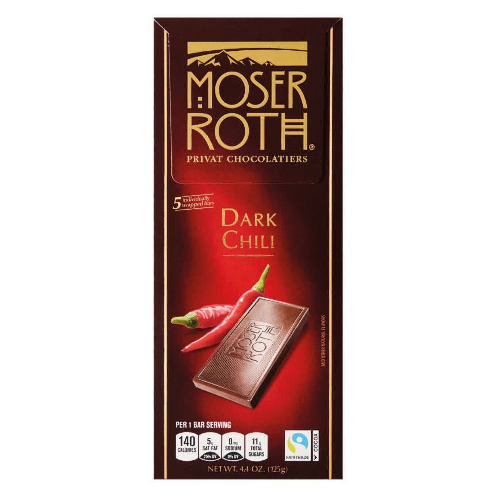 Moser Roth, Dark Chili Chocolate Bar, 4.4 oz, Fair Trade Certified ...