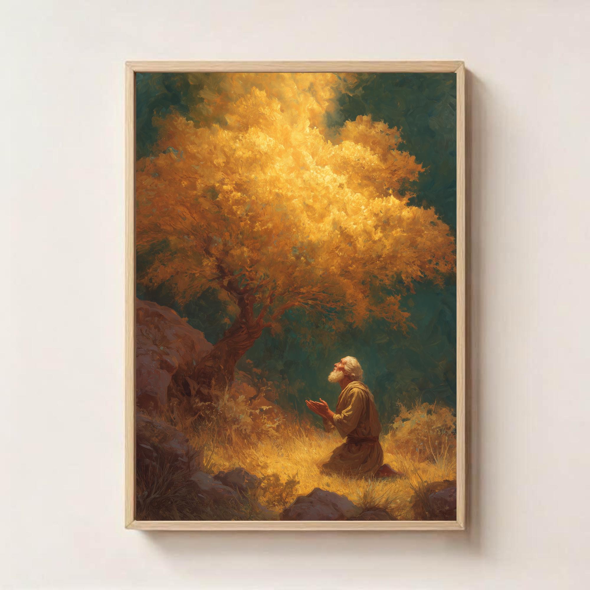 Moses And The Burning Bush Art Print | Biblical Encounter Divine Light ...